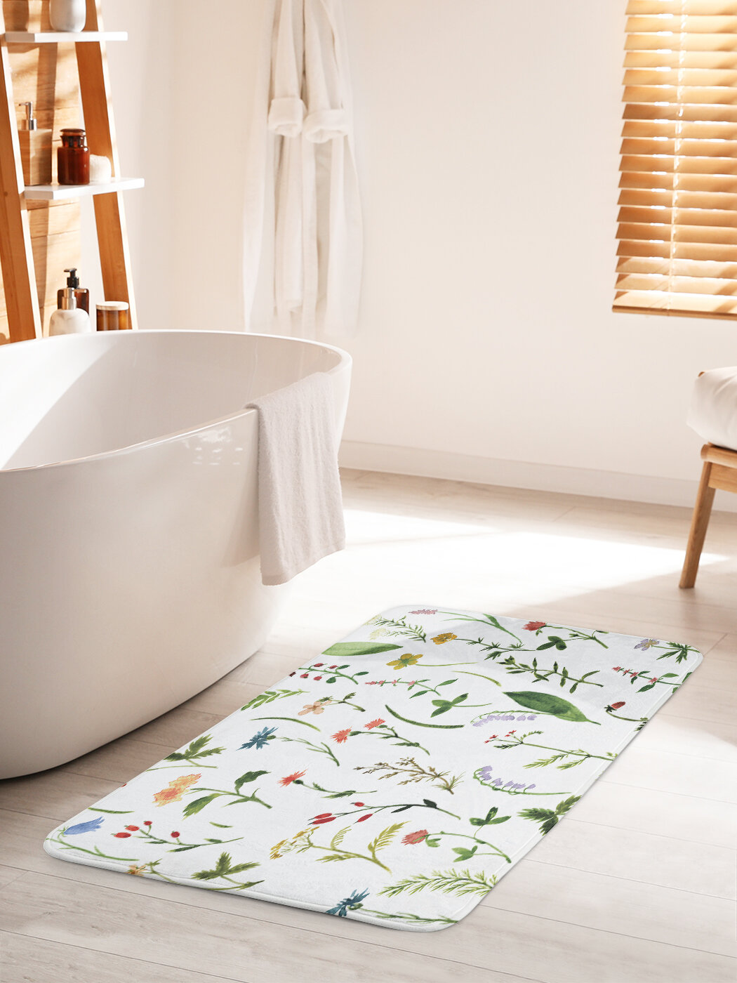 Коврик для ванной комнаты и туалета противоскользящий "Редкие цветы" 60х100 см, JoyArty