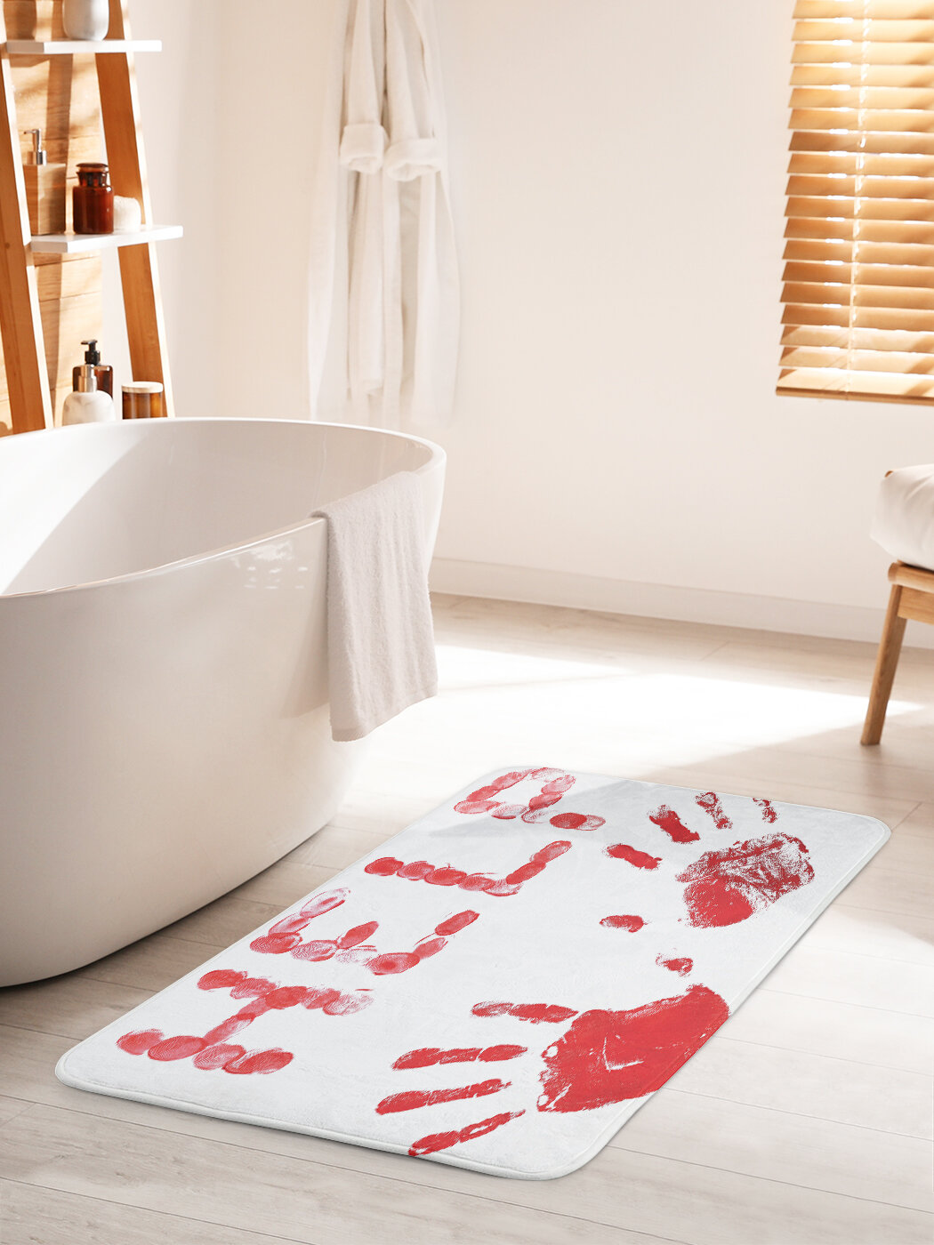 Коврик для ванной комнаты и туалета противоскользящий "Кровавый отпечаток" 60х100 см, JoyArty