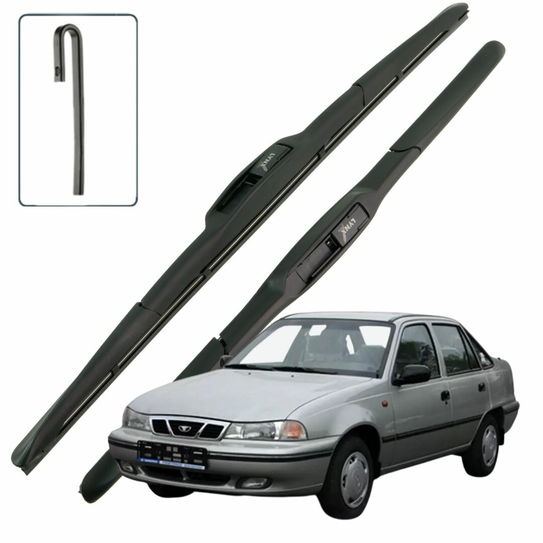 Дворники Daewoo Nexia N100 / Дэу Нексия 100 рест 2002 - 2008 Щетки стеклоочистителя гибридные ОЕМ для автомобиля LYNXauto 500мм-500мм к-т 2шт.