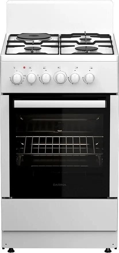 Плита комбинированная Darina 1E КМ241 321 W белый, конфорок 3 газовых и 1 электрическая, духовка 50 л, 50 см x 85 см x 60 см