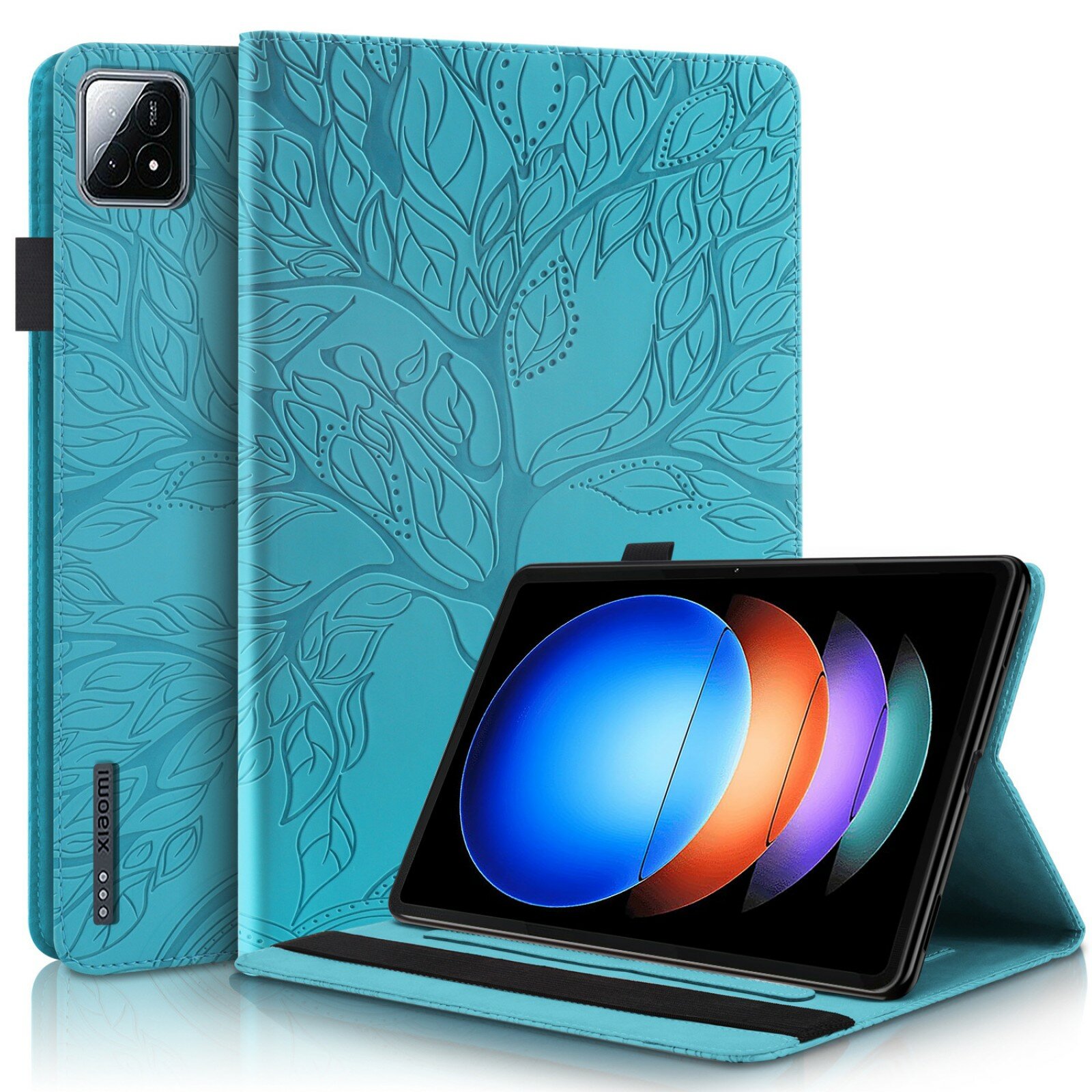 Чехол-книжка MyPads Bellissimo modello для планшета Xiaomi Pad 6S Pro 12.4 с узором и держателем голубой