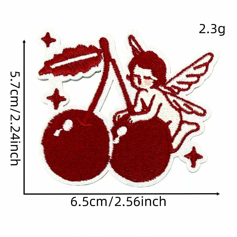 Нашивка вышитая "Вишня с ангелом", 6.5x5.7 см, XXBD1008C