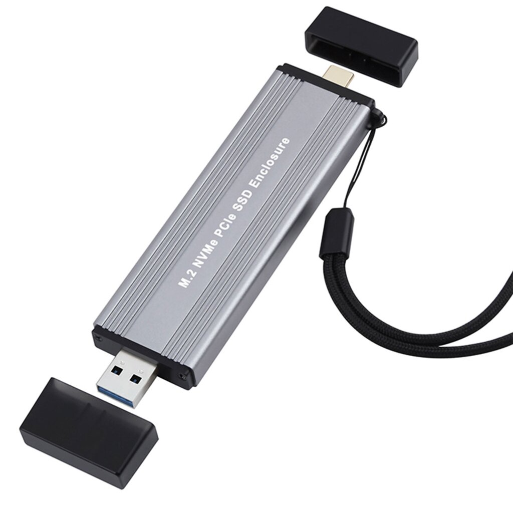 Корпус SSD M2 NVME Внешний корпус USB3.1 Type-A + USB3.2 Gen2 TypeC 10 Гбит/с M2 M-KEY NVME-USB адаптер 10 Гбит /с