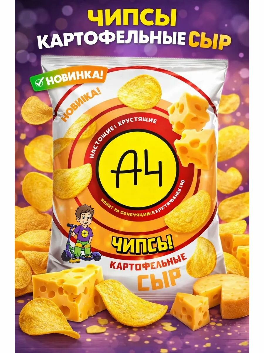 Чипсы А4 "LAVA", со вкусом сыра, картофельные, без ГМО, 50 г
