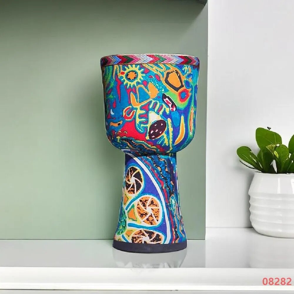 Народный ударный инструмент Дарбуки 21 см Синий Желтый для ритма Африки