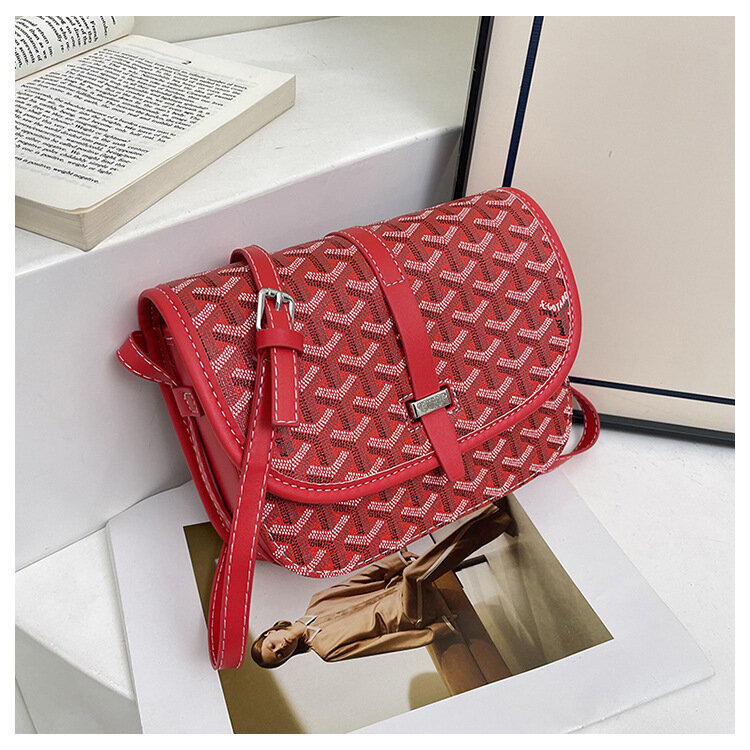 Классическая сумка-мессенджер Goyard, сумка-седло из кожи с узором личи, женская сумка через плечо с принтом, новая модель.