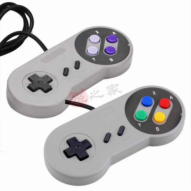 Набор из двух игровых контроллеров для SNES SFC с цветными и фиолетовыми кнопками для ПК Raspberry Pi