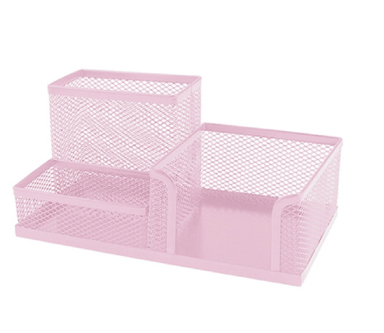 Подставка " KWELT " 3 отделения, 20*10*9,5см, металлическая, сетчатая, светло-розовая