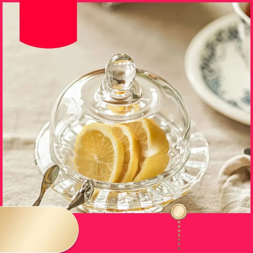 Лимонница стеклянная с крышкой для лимона, меда, варенья