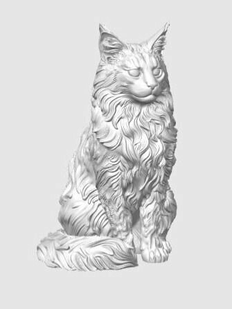 Эксклюзив! Ростовая статуэтка кошки - Мейн-кун (10 см, белый матовый) - Милый друг, подарок, талисман