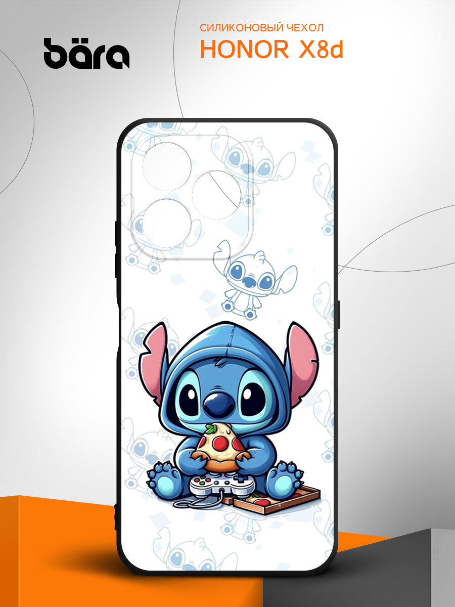 Чехол на Honor X8d/ Хонор Х8д накладка, защитный, силиконовый, черный, с принтом