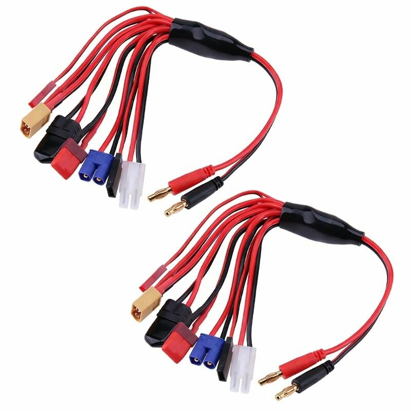 Зарядный кабель для литиевых аккумуляторов (14 AWG, 1 вход, 8 выходов) для радиоуправляемых моделей (2 шт.)
