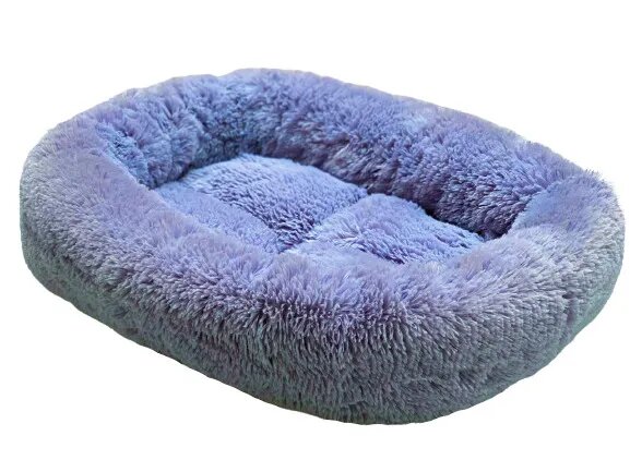 Лежанка хвостел "Серый бриллиант" экомех премиум, подстилка для кошек и собак мелких и средних пород с мехом, лежак для животных с бортиками, матрасик 65 на 50 см