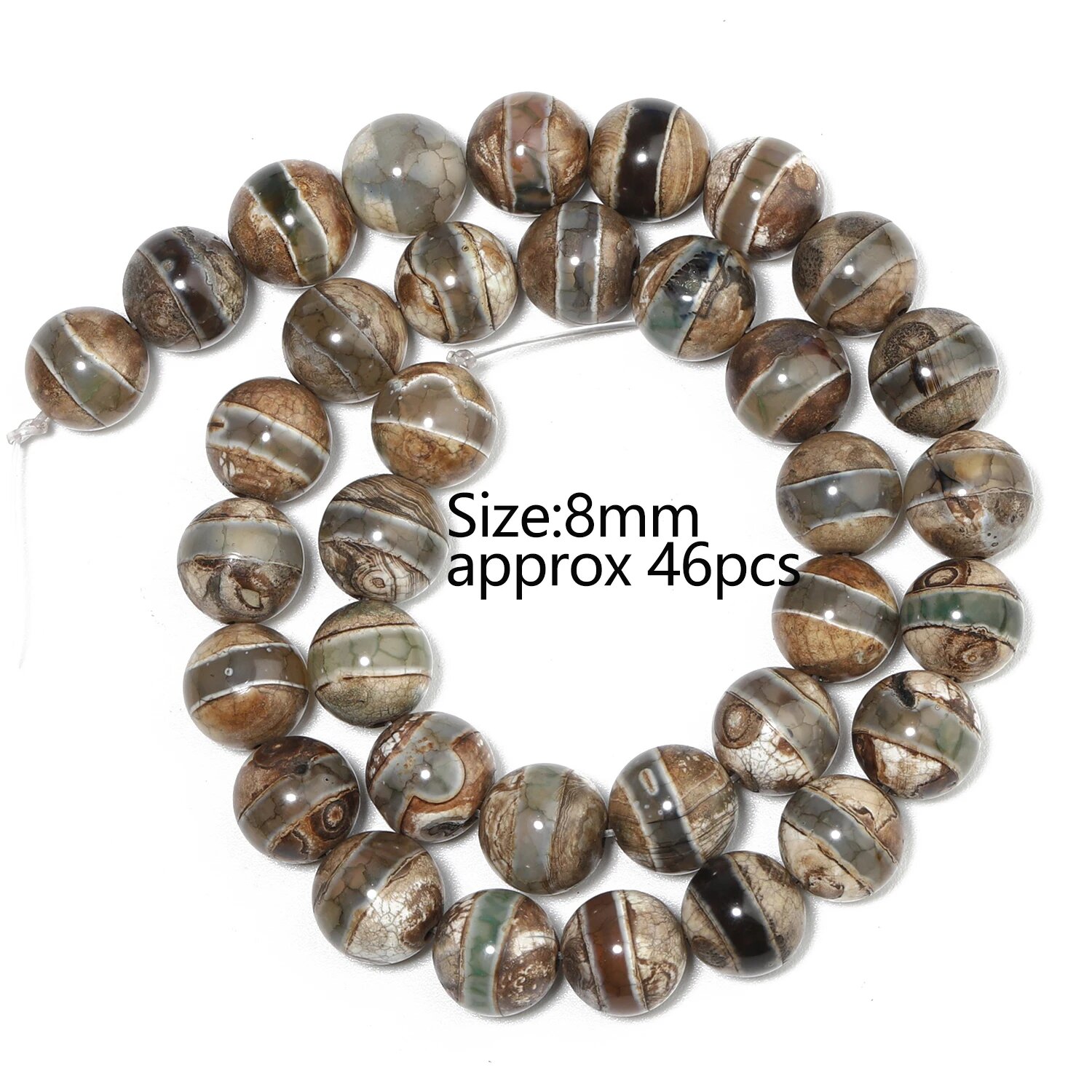 Бусины Дзи Агат 8/10 мм xilitata T 5-8mm