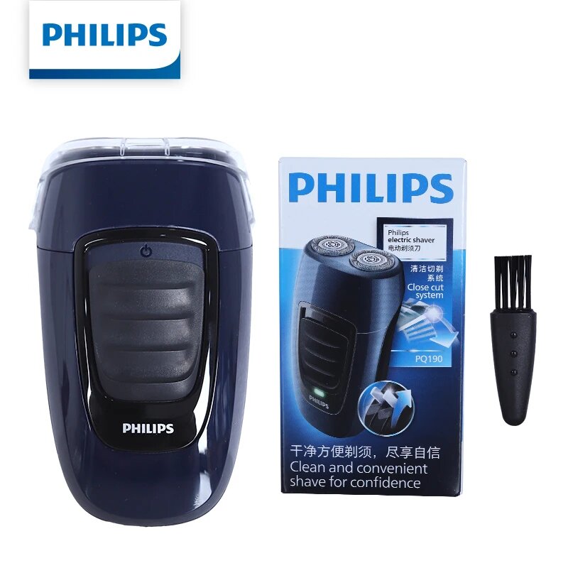 Электробритва Philips PQ190 с плавающими двойными лезвиями, водонепроницаемая, миниатюрная, портативная, перезаряжаемая, для домашнего использования