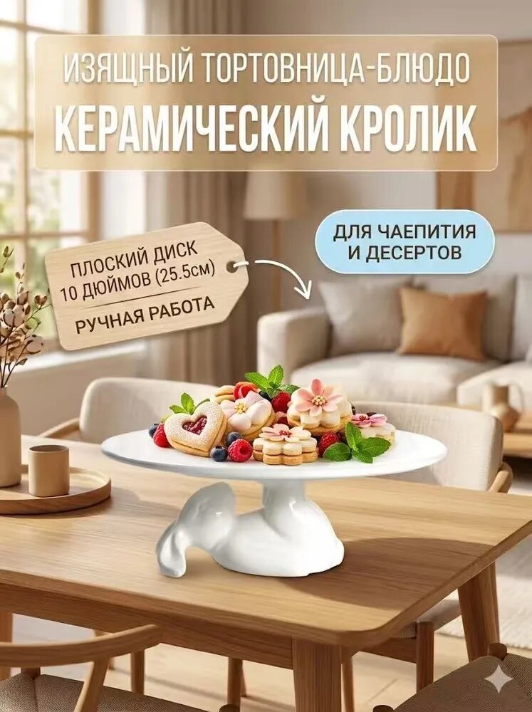 Шубница для сервировки, 1 шт, керамика, диаметр 25.5 см, белая