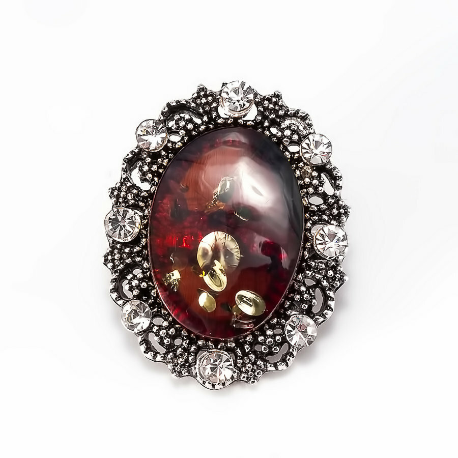 Брошь, янтарь