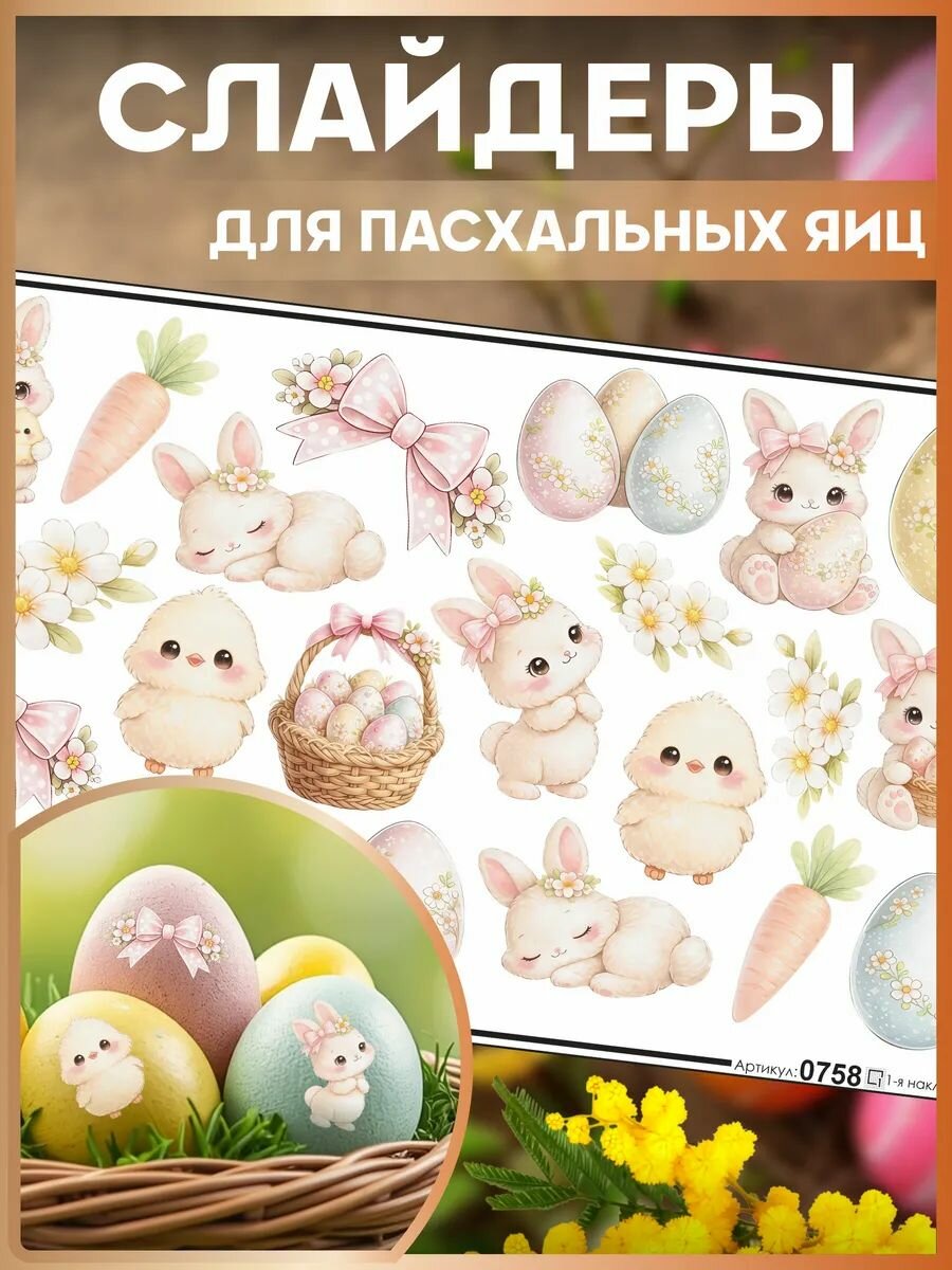 Наклейки на яйца пасхальные Кролик и Цыплёнок