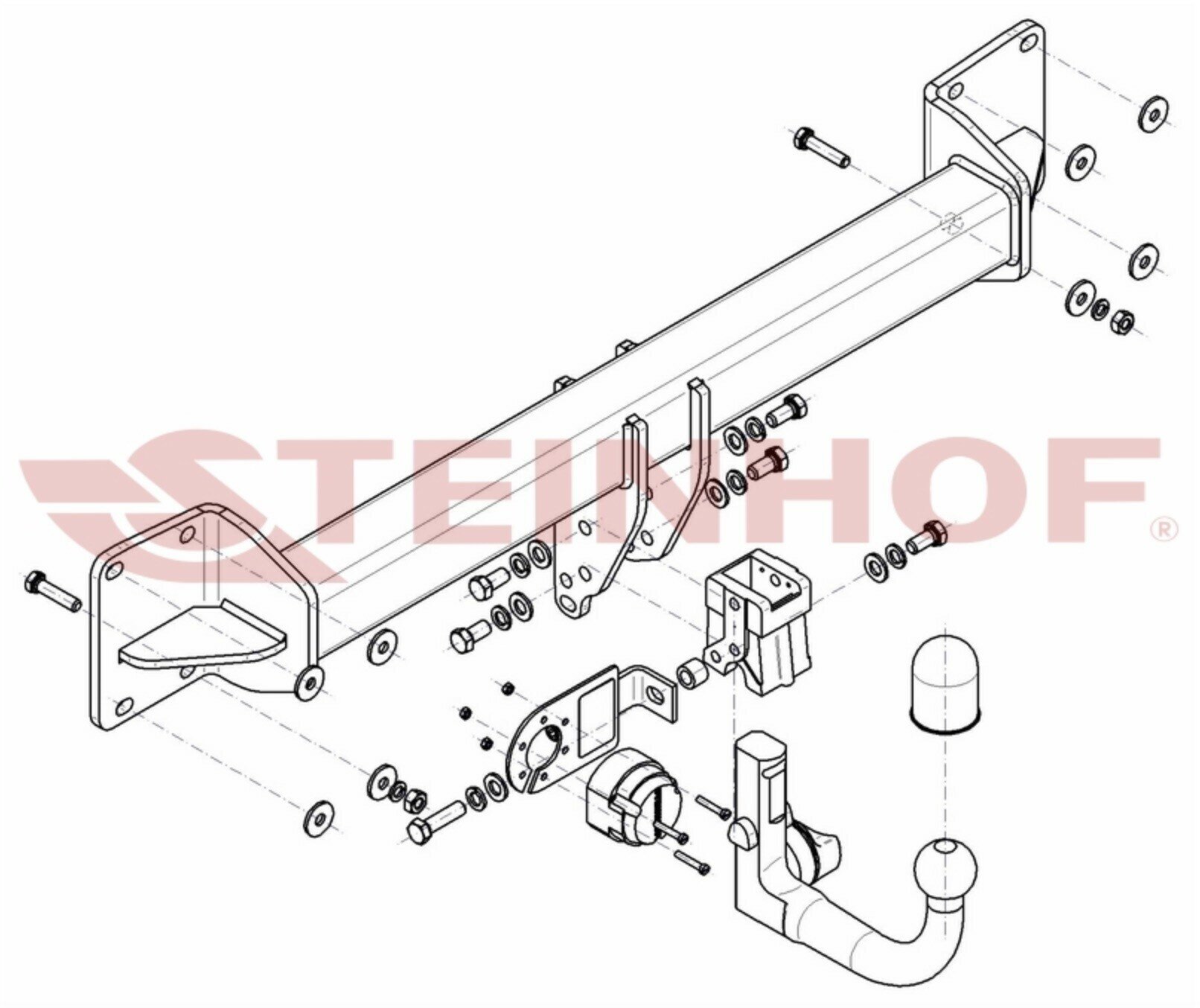 Фаркоп на Volvo XC90 2014- (паспорт и сертификат в комплекте)(без электрики) Steinhof. V-306