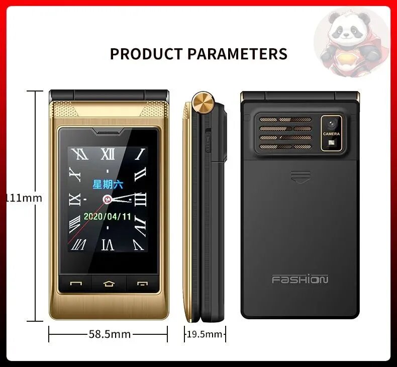 Мобильный телефон Flip Business Dual-Screen золотой белый с большими клавишами и SOS