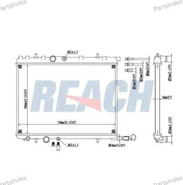 Радиатор REACH 1.40.13464.126 Citroen C4 2004-