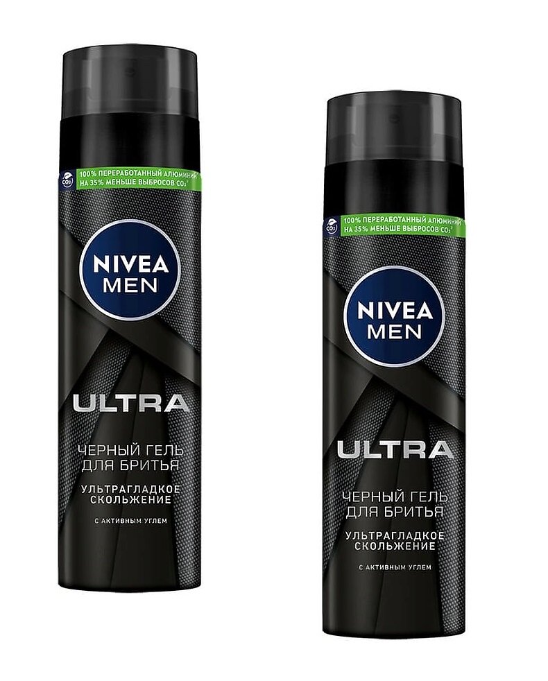 Черный гель Nivea Men для бритья ultra ,200мл 2шт