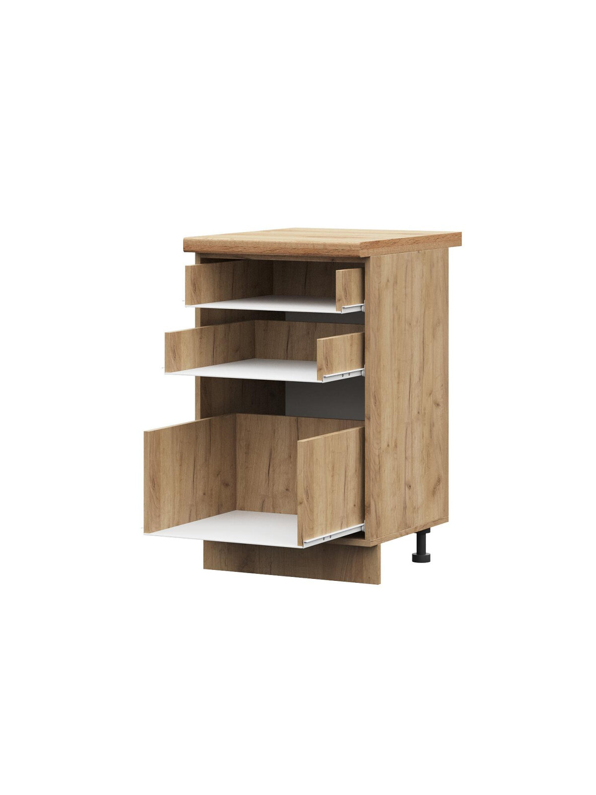 Корпус кухонного шкафа нижнего с 3 ящиками 500 ПВ (дуб крафт) Huge Mebel. Ширина 500 Высота 820. Кухонные шкафы Без фасада Huge Mebel. Ширина 500 Высота 820