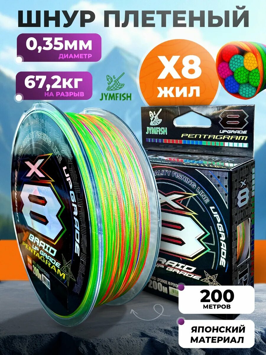 Плетёный шнур MultiColor 0.35 мм 200 м, 8 жильный