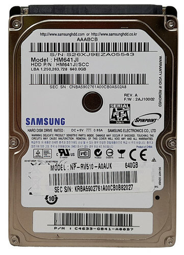 Внутренний жесткий диск Samsung 2.5 HDD 640 GB для компьютеров, ноутбуков и приставок