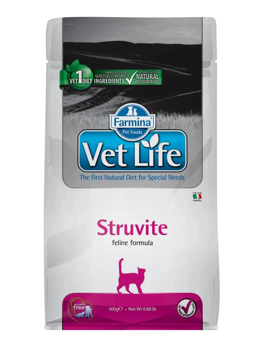 Сухой корм Farmina Vet Life Struvite (Фармина) для кошек для растворения струвитных уролитов, 0,4 кг