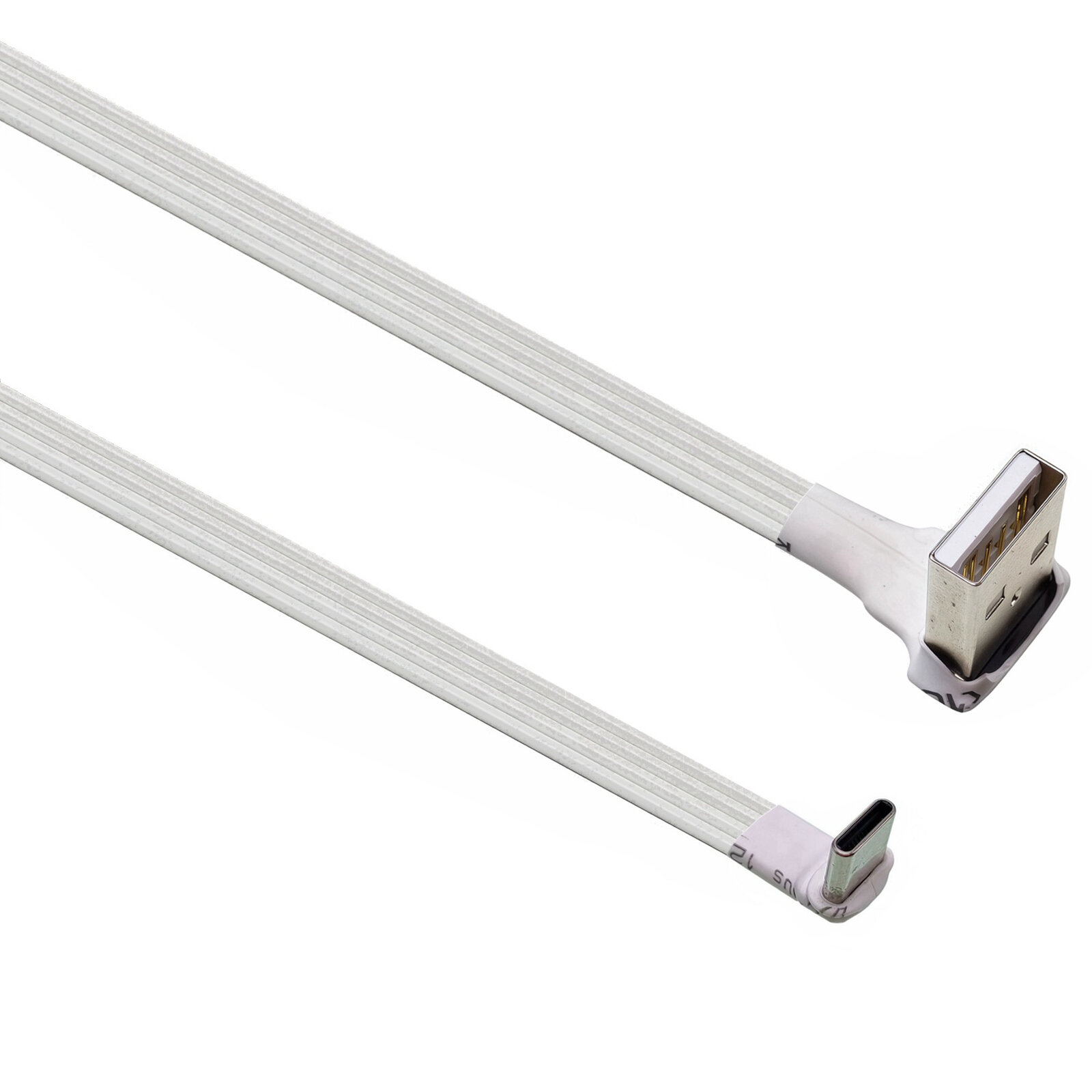 Белый USB кабель Type C с угловым разъемом 90 градусов для