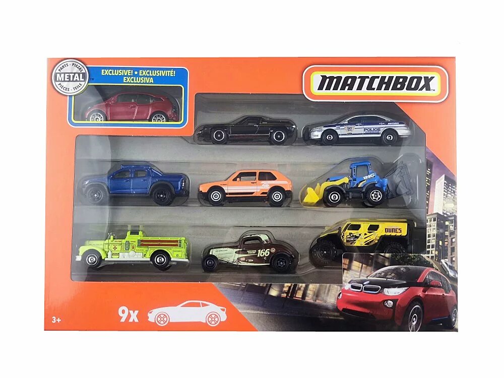 Matchbox Набор из 9 моделей с BMW i3 Lotus Volkswagen X7111 GKR47 коллекция