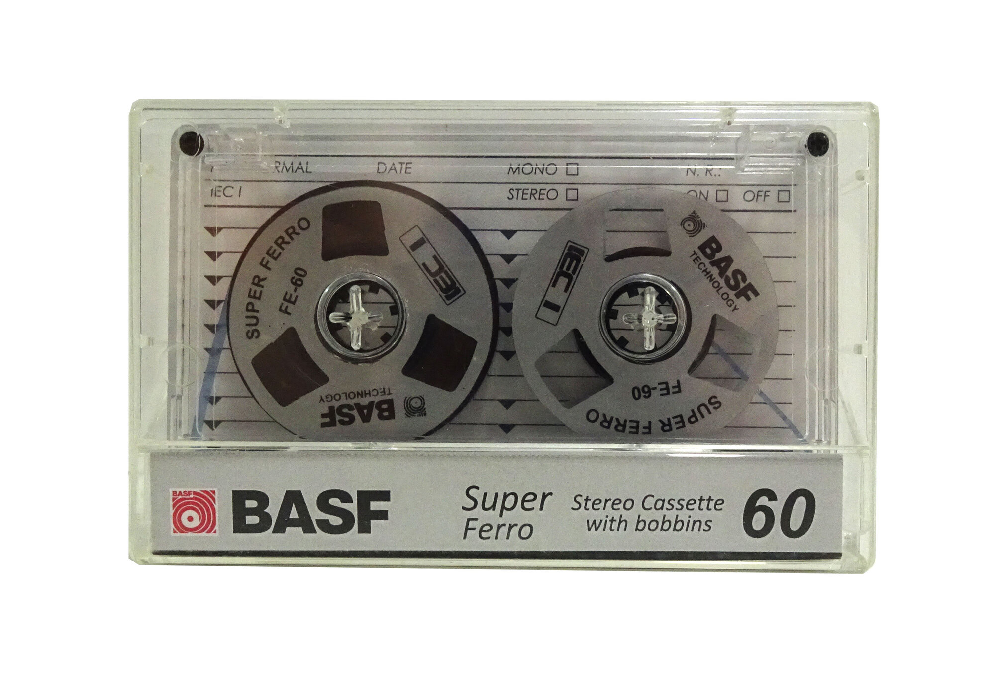 Аудиокассета "BASF FE-60 " c боббинками серебристого цвета