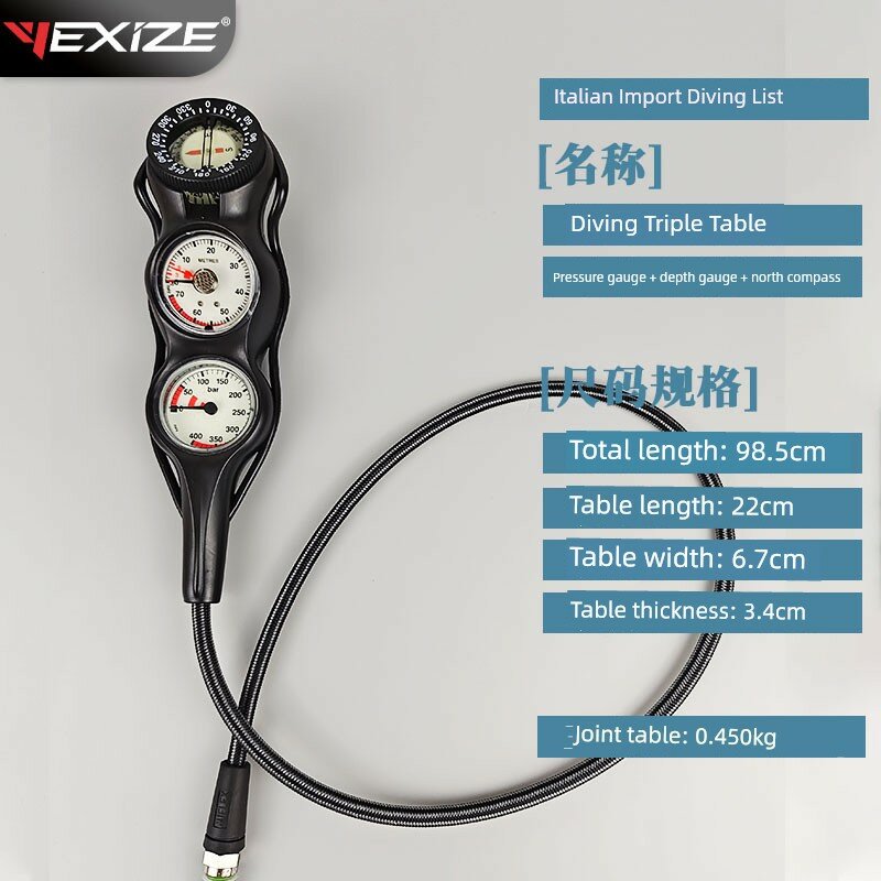 Черные три в одном дайвинг часы с манометром, глубиномером и компасом для любителей дайвинга