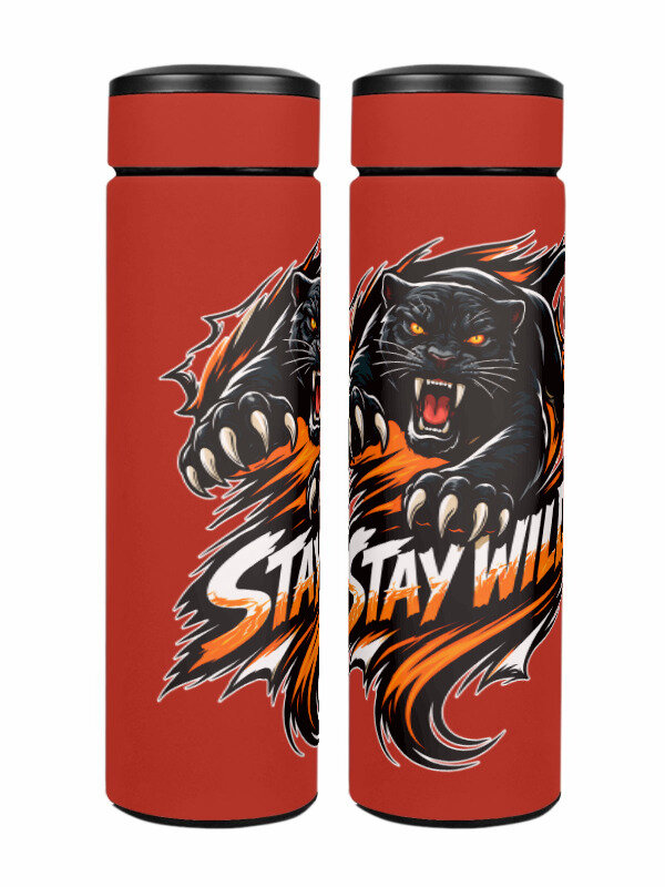 Термос «STAY WILD дикая пантера» (красный)