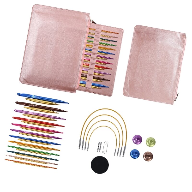 12 пар Тунисских Вязальных Крючков из Алюминиевого Сплава с Кабелем 3,0 мм-10 мм Сменная Круглая Спица для Вязания