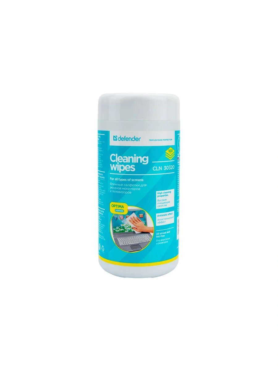 Салфетки для экранов Defender CLN 30320 Optima 100 шт, туба 30320