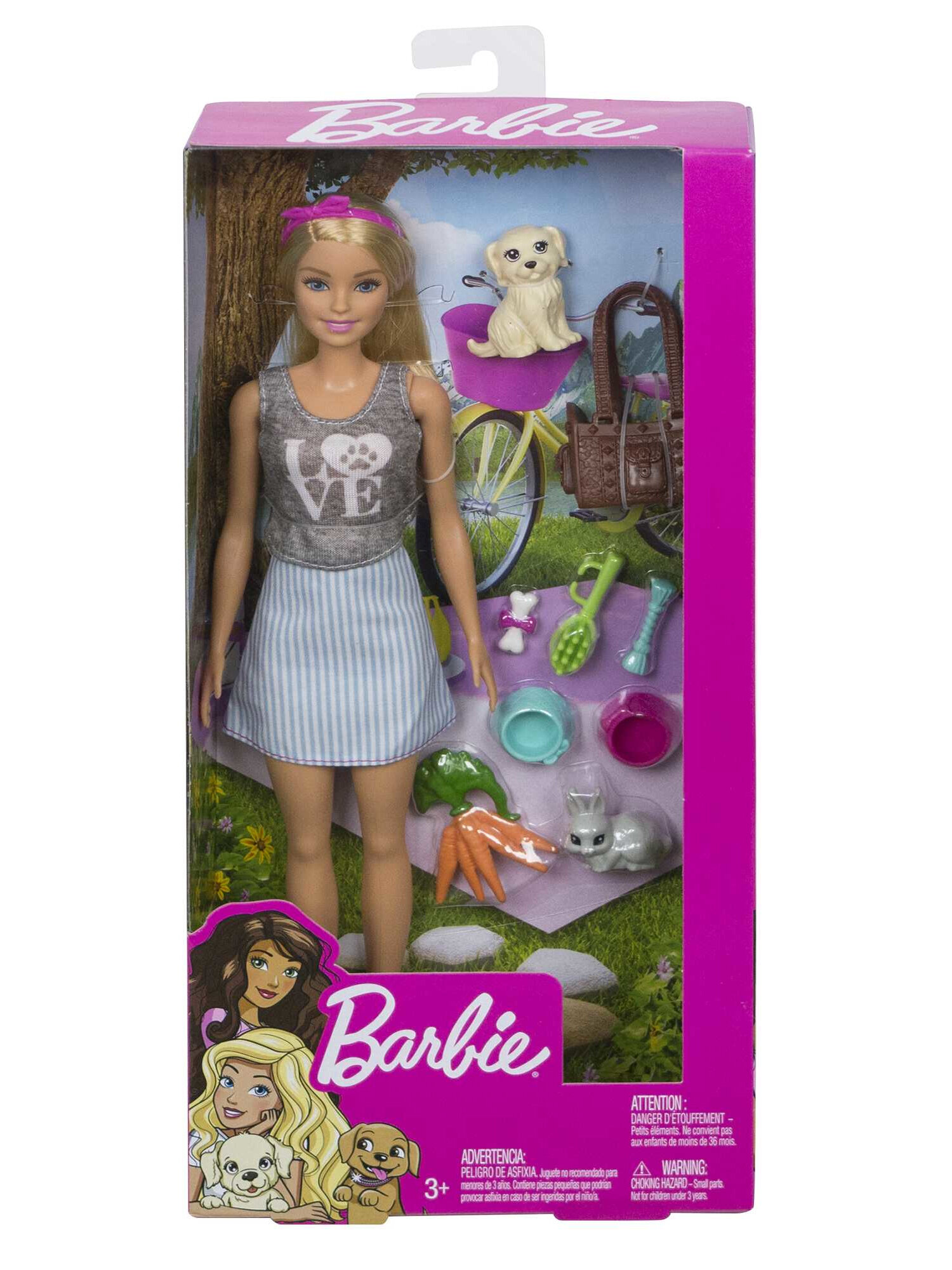 Кукла Mattel Barbie Питомцы блондинка с аксессуарами FPR48, 29 см