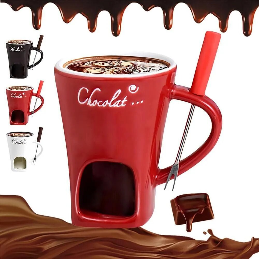 Набор для фондю Shiny Kitchen, фондюшница шоколада и сыра