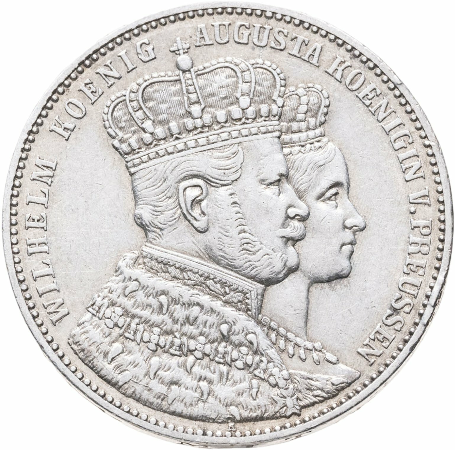Германия, Пруссия 1 союзный талер vereinstaler 1861 "Коронация Вильгельма I и Августы", Серебро 900, в сохранности XF