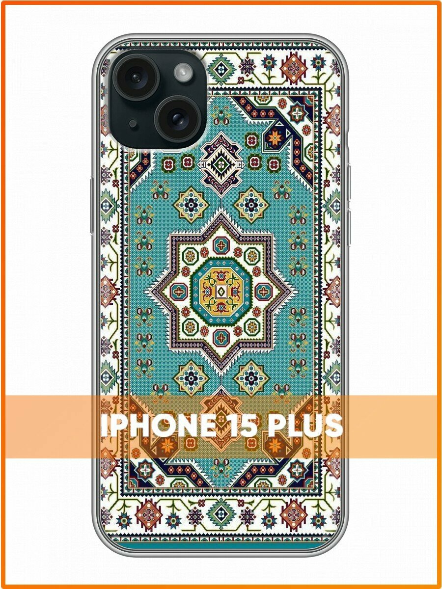 Чехол для Iphone 15 Plus с принтом Настенный ковер зеленый (Айфон 15 Плюс)