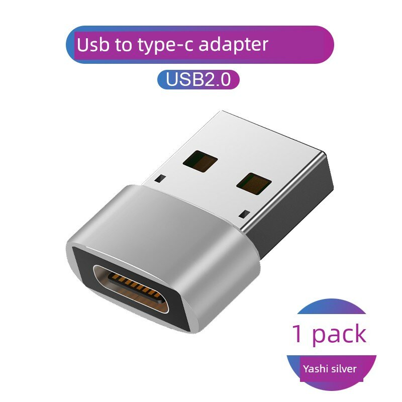Адаптер USB-C к USB-A для Apple и Huawei, серебристый цвет с поддержкой двух портов