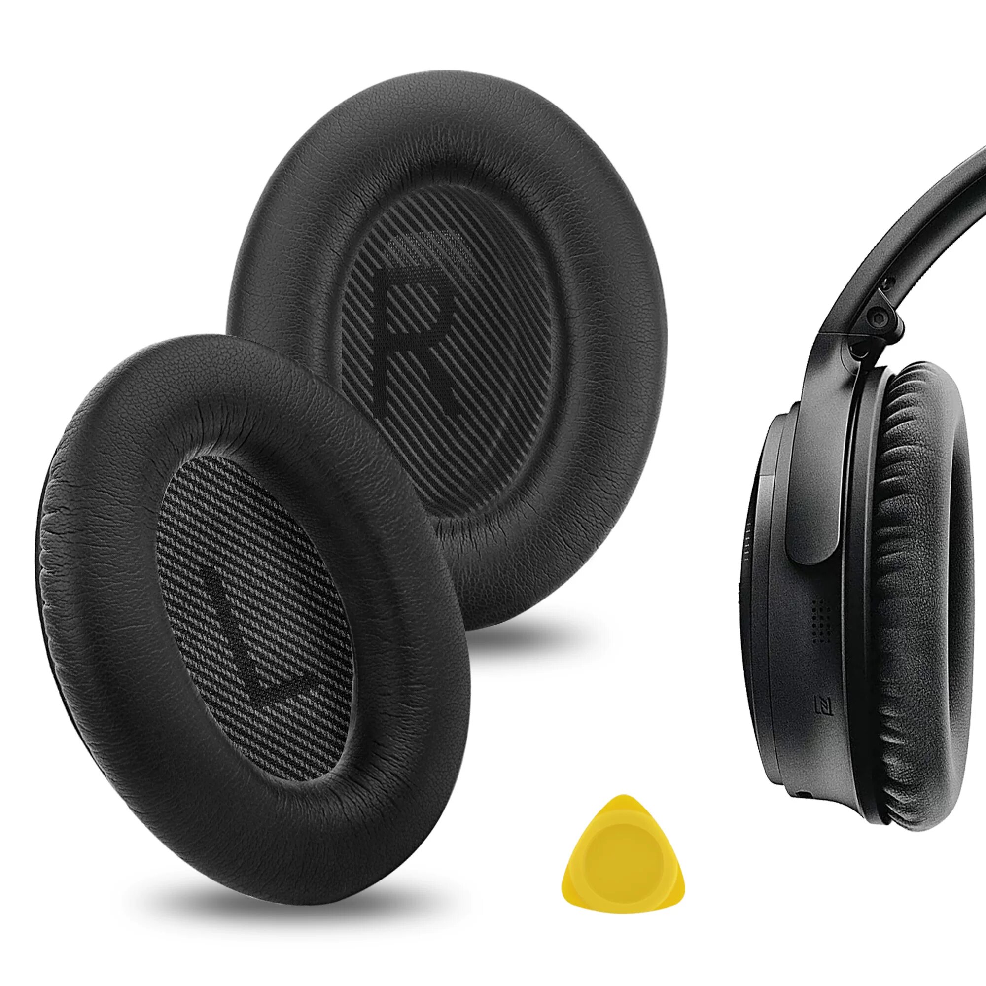 Geekria QuietComfort 35 QC25 Замена наушников: черные подушечки из протеиновой кожи с пенополиуретановым наполнителем