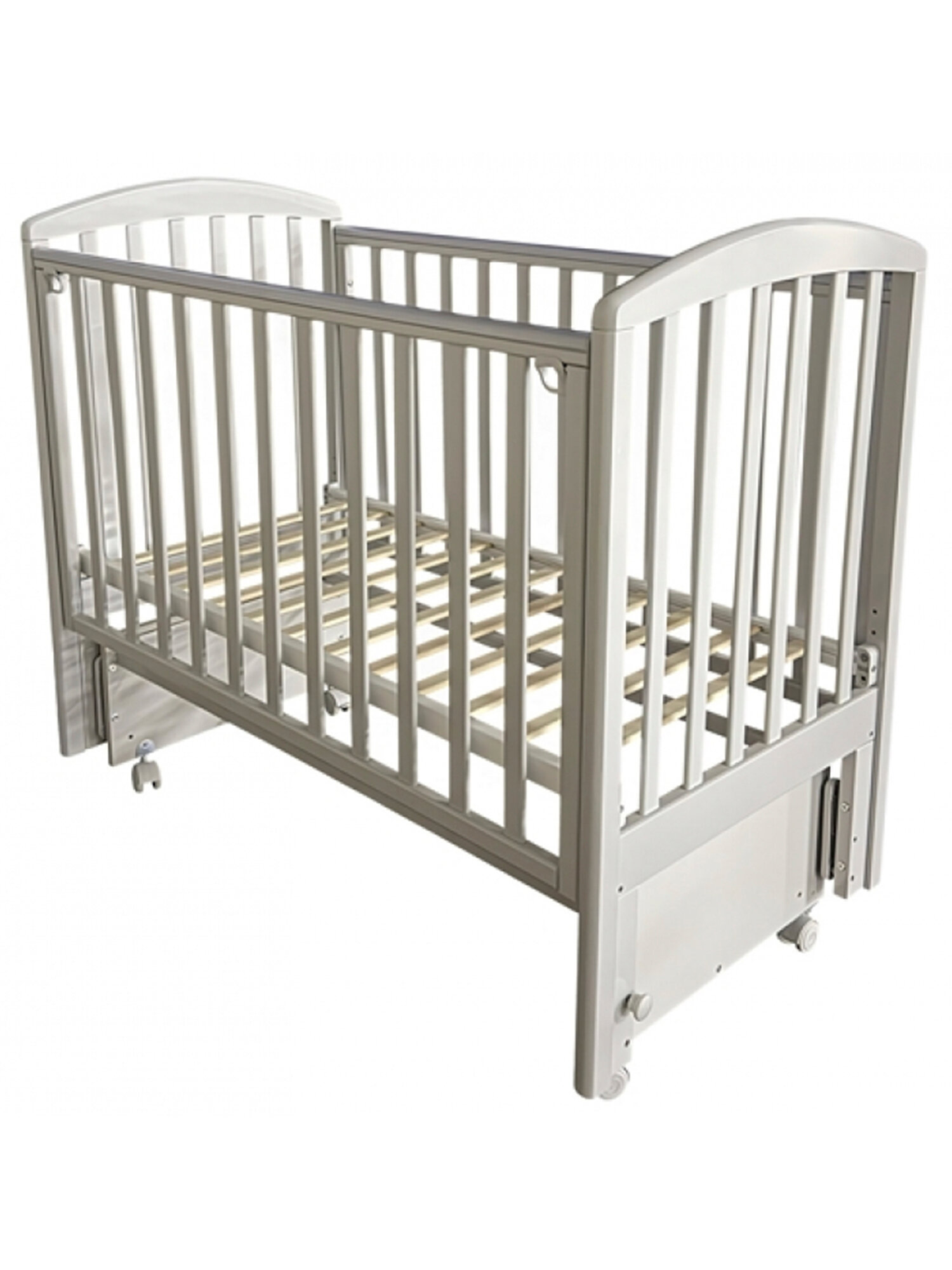 Кроватка детская для новорожденных Антел Люси-1 с универсальным маятником, колесами, белый