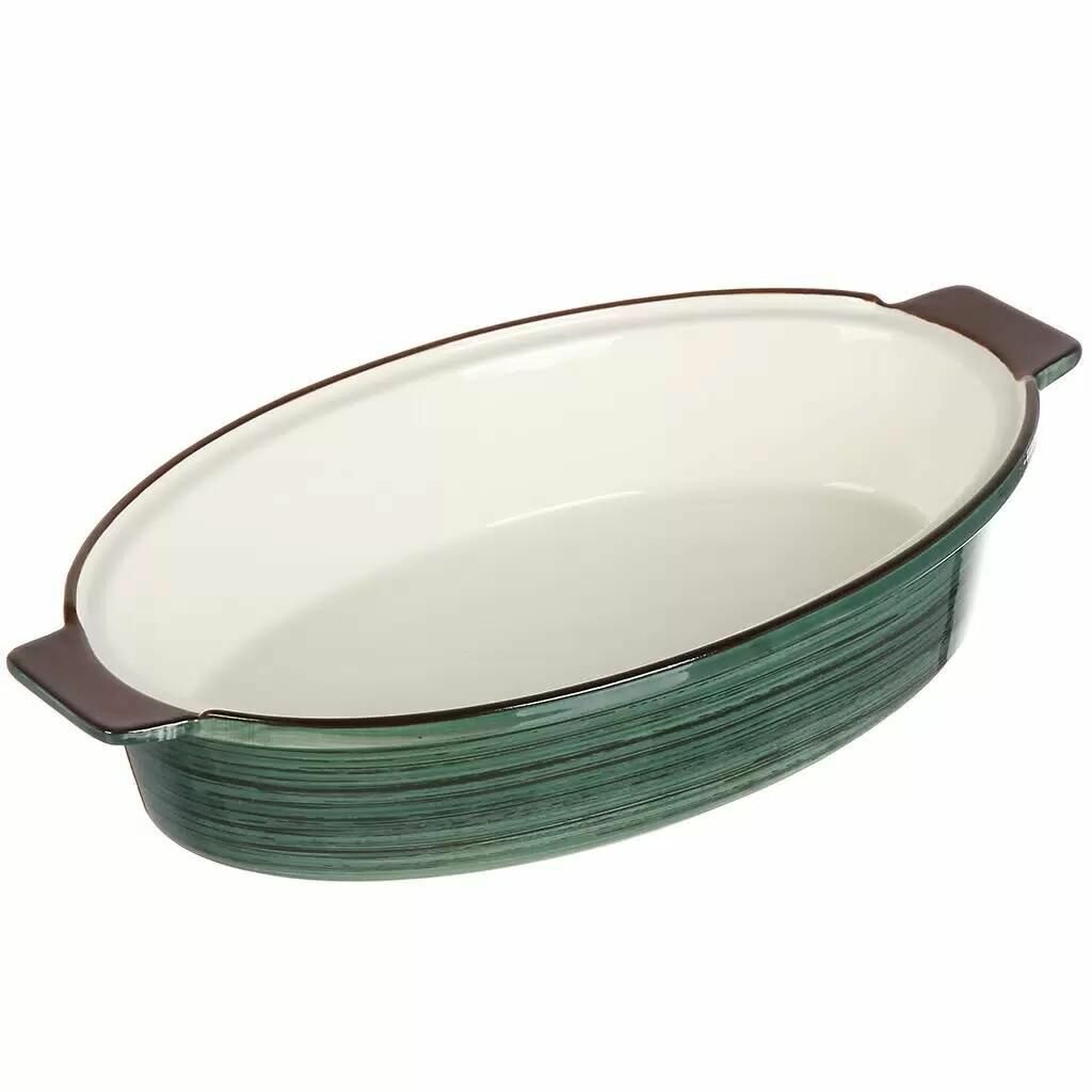 Форма для запекания КНР "Малахит", керамика, 18,8х29,6х5,7 см, 1,2 л, овальная