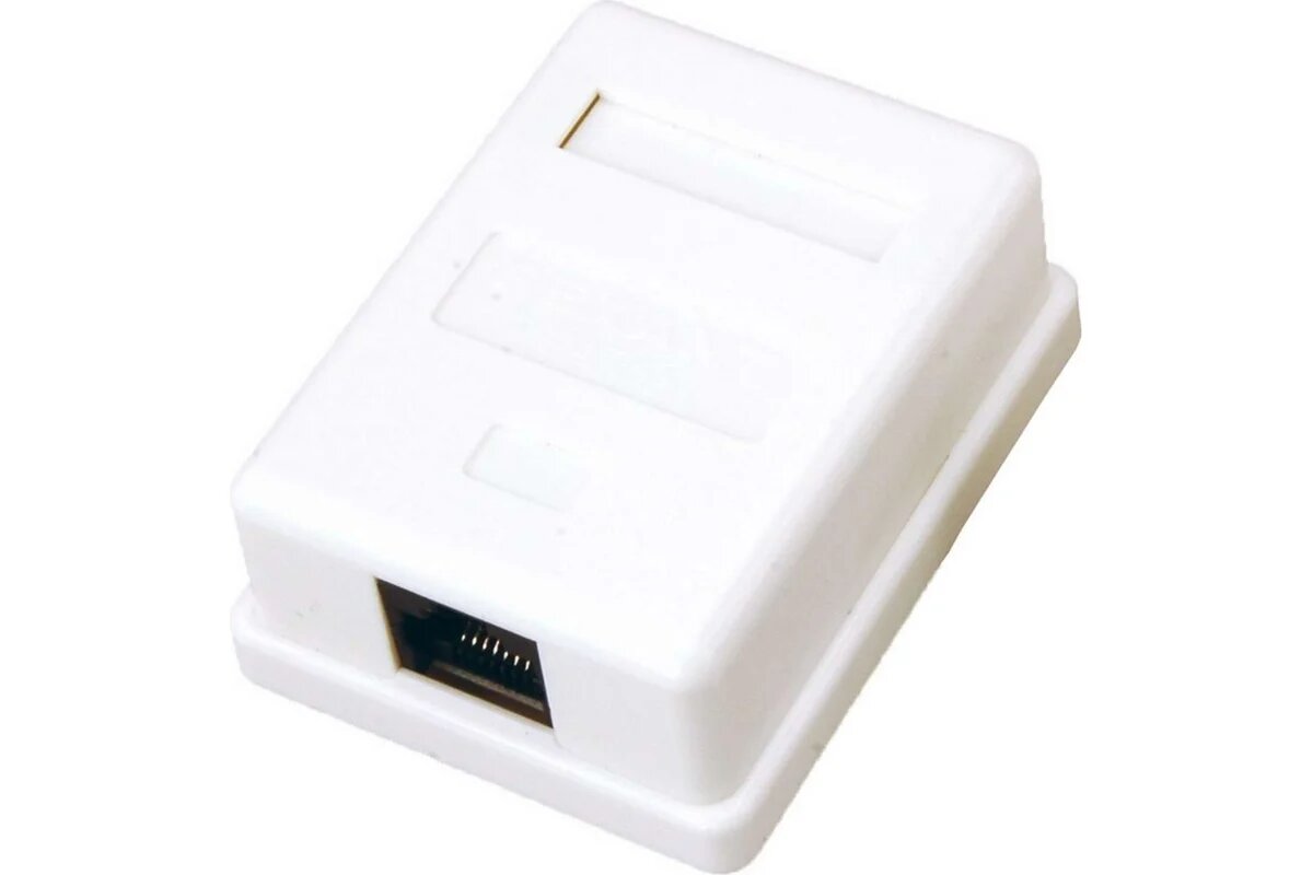 Настенная компьютерная розетка Ripo 1 порт Cat.5e, 100 МГц, RJ45/8P8C, белая из ABS‑пластика
