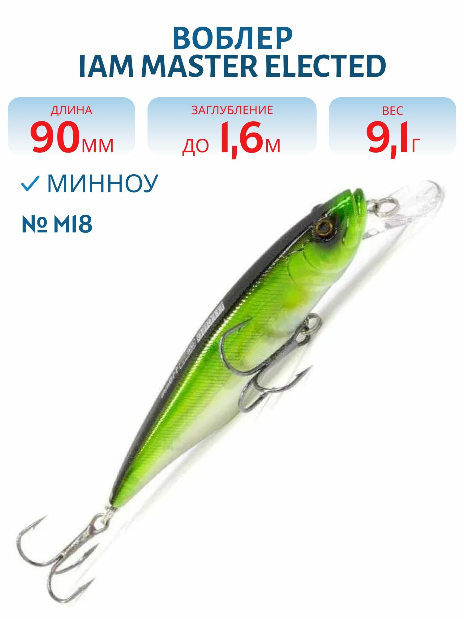 Воблер Iam MASTER ELECTED 90 мм 9.1 гр MR SF цвет M18