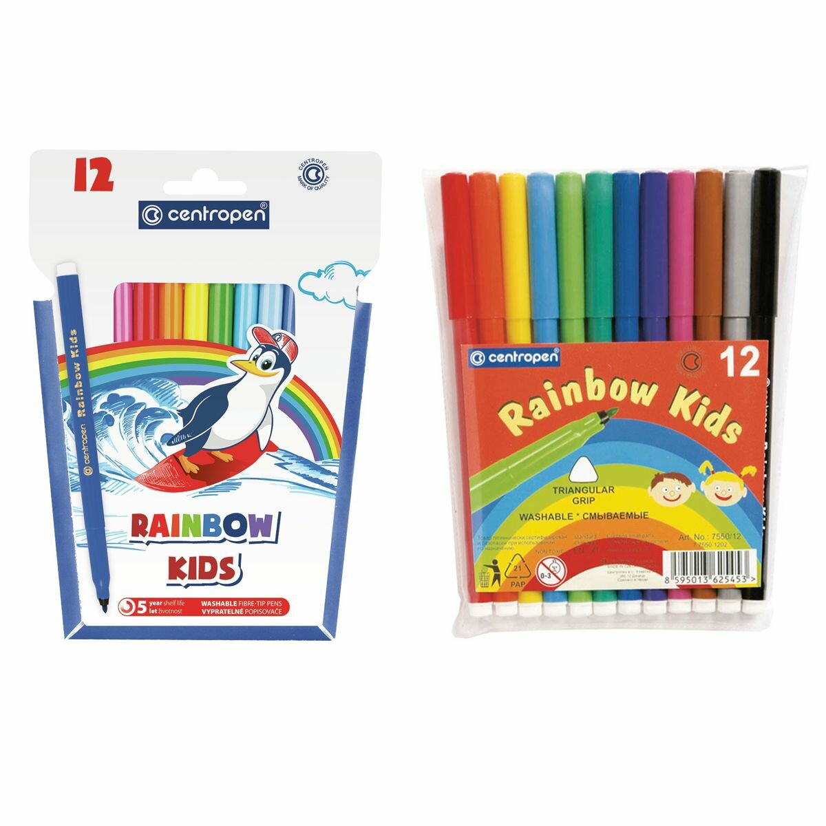 Фломастеры 12цв. Centropen "Rainbow Kids" 7 7550 1202