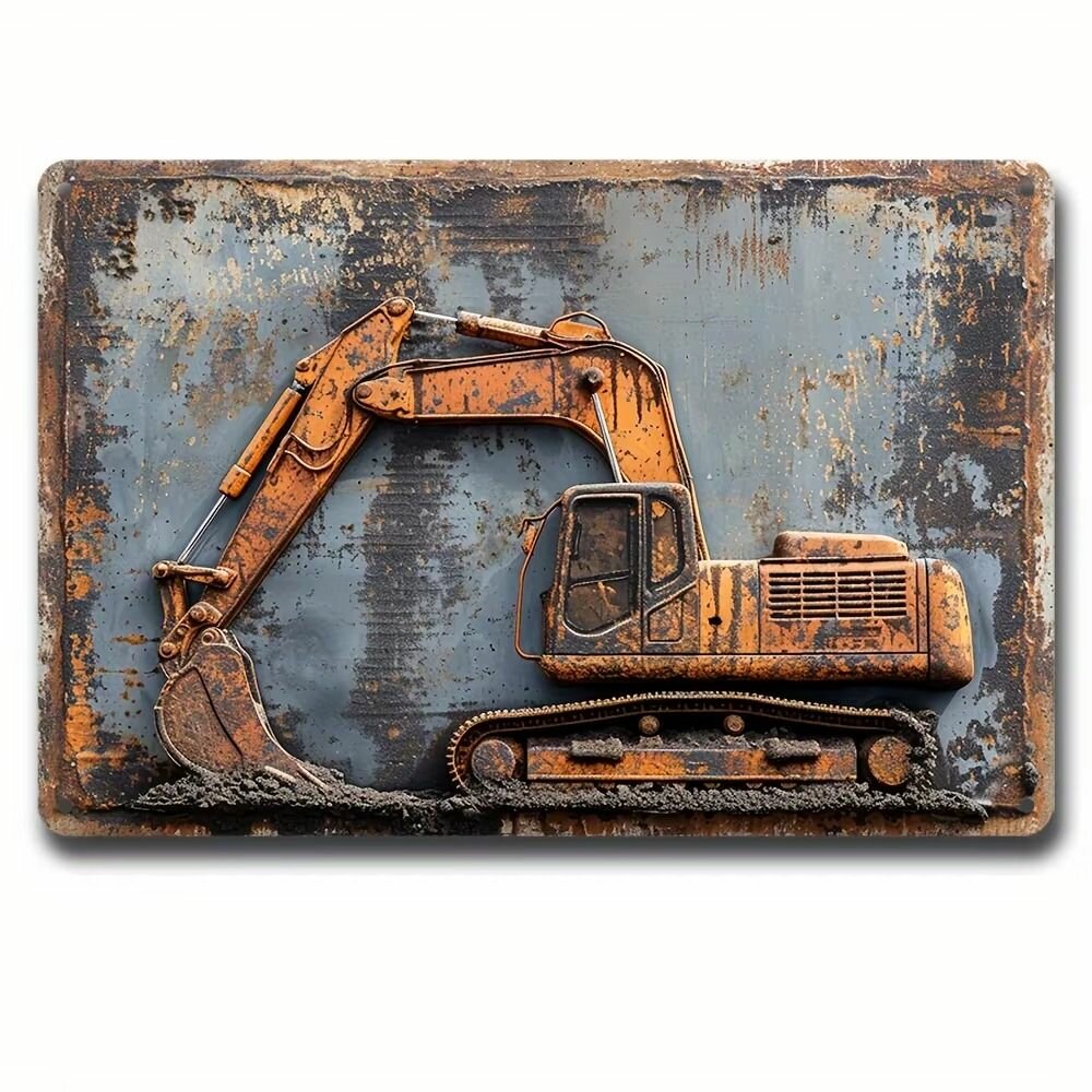 Винтажная металлическая панно "Экскаватор",20*30cm.
