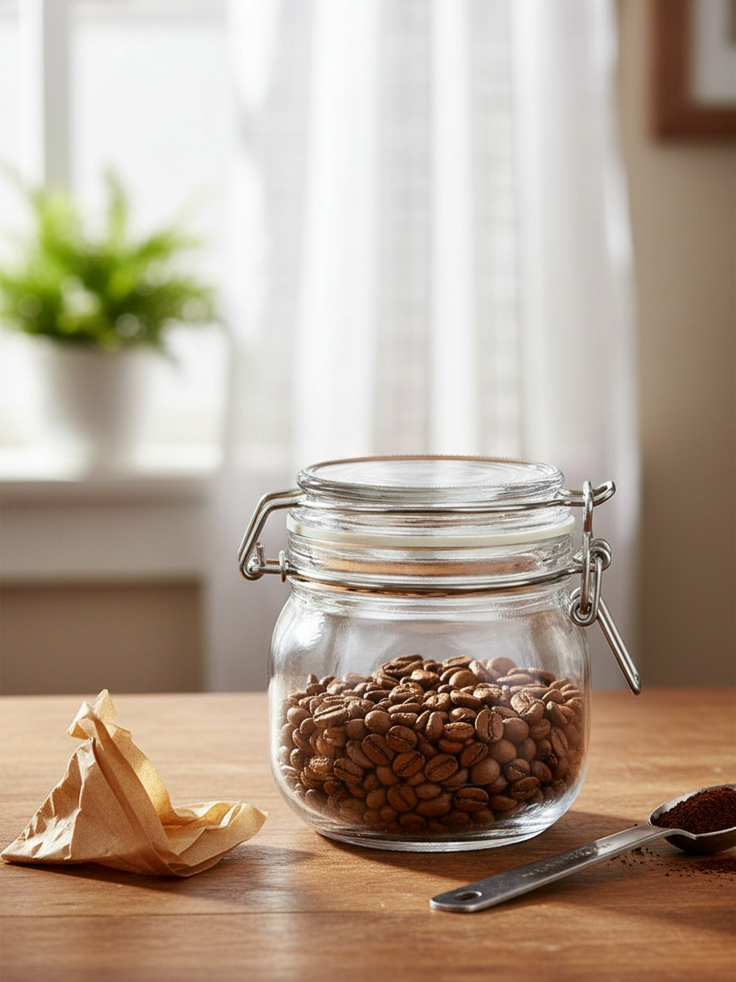 Банка для сыпучих продуктов стеклянная 350 мл с бугельным замком и крышкой, 0.4 л, круглая, прозрачная, 03335-00001